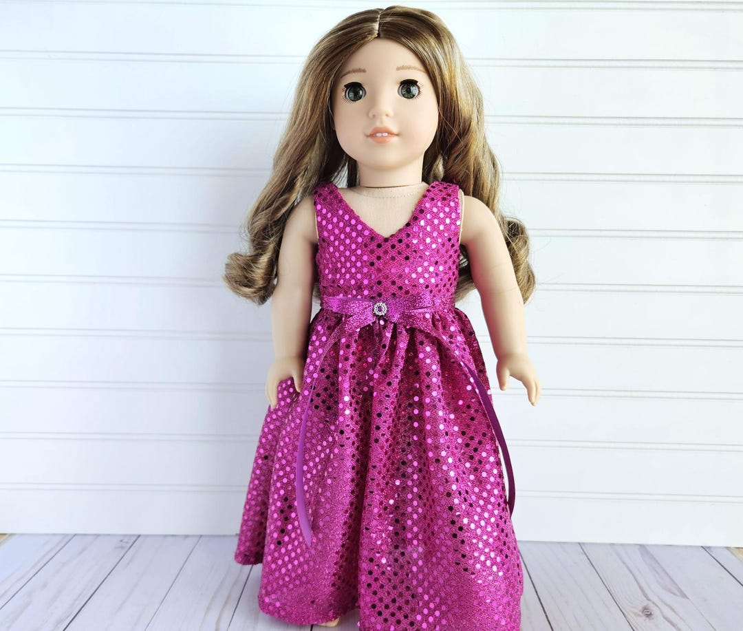 18" Doll Formal Dress. Pink Sparkle Long Dress. Fits 18" Dolls. Doll ...