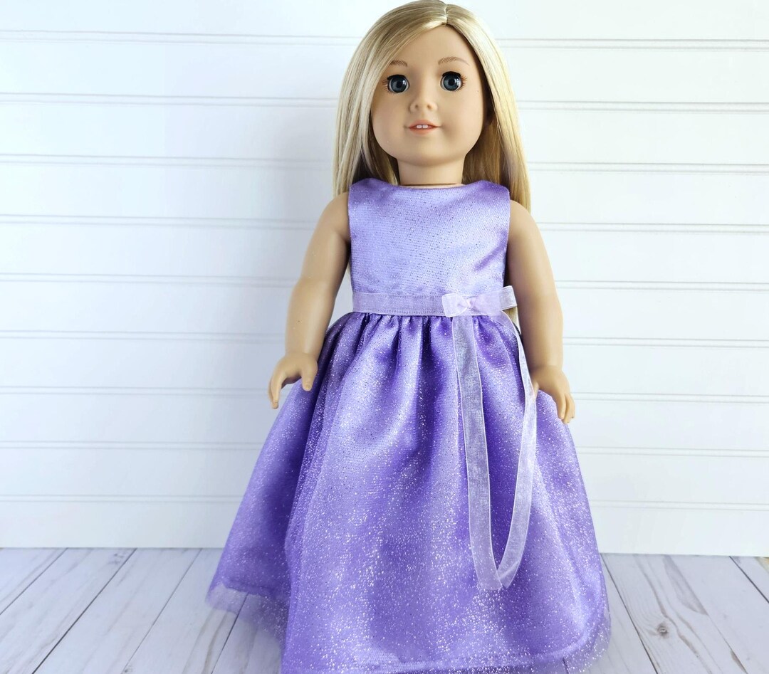 18" Doll Formal Dress. Purple Sparkle Long Dress. Fits 18" Dolls. Doll ...