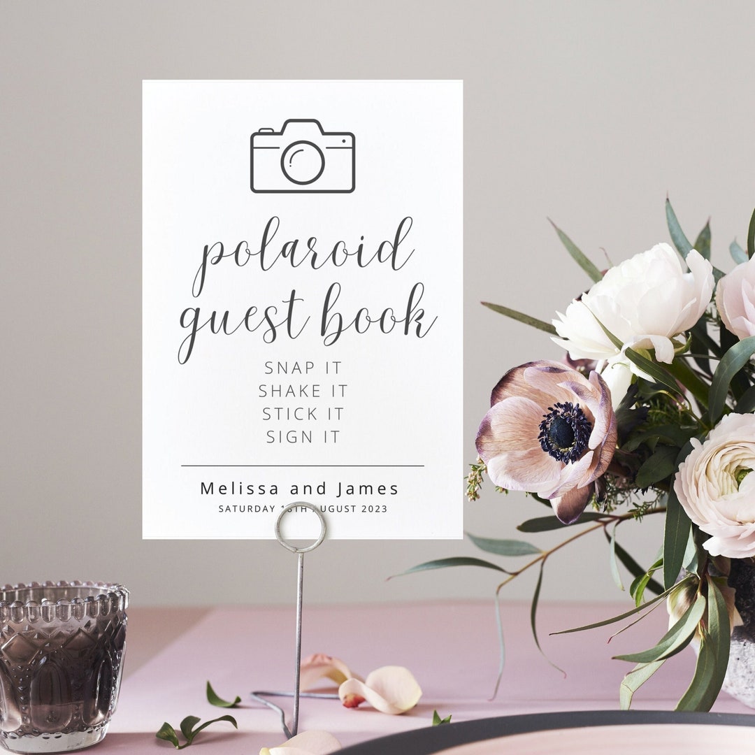 Minimalist Polaroid Guest Book Wedding Sign | Modern Wedding Reception ...