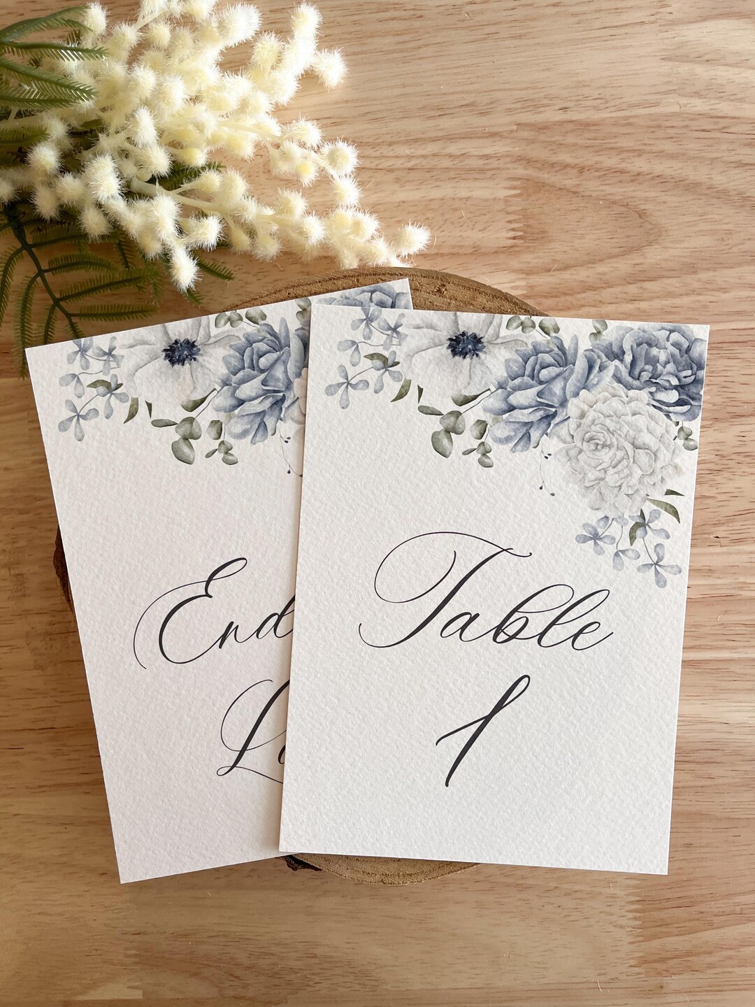 5x7" Dusty Blue Table Numbers or Table Names, Garden Wedding Table ...