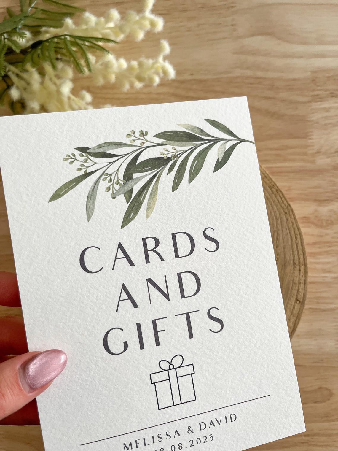 Olive Branch Cards and Gifts Sign, Greenery Wedding Table Sign ...