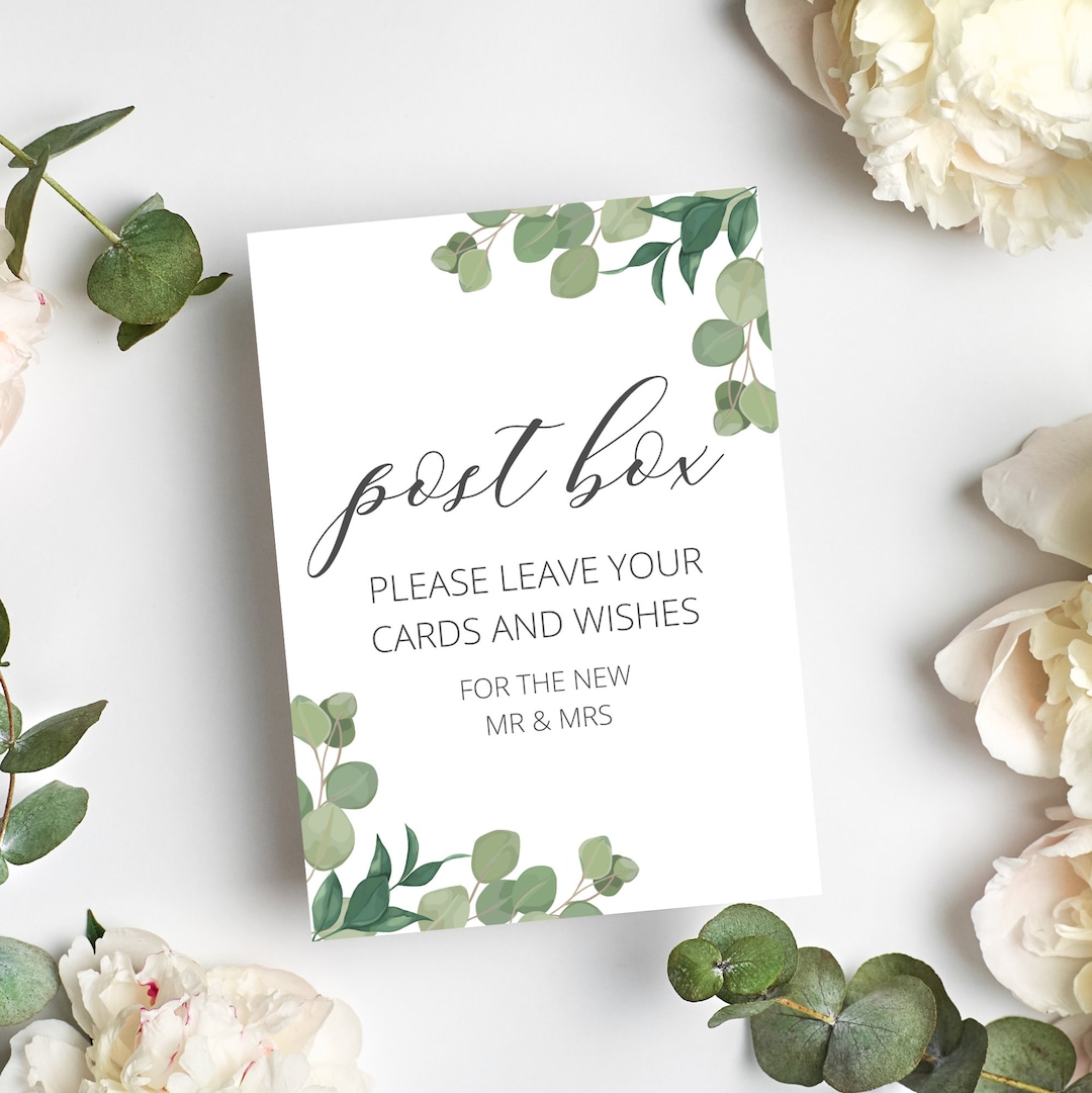 Greenery Post Box Sign | Wedding Sign | Eucalyptus | DIY Wedding ...