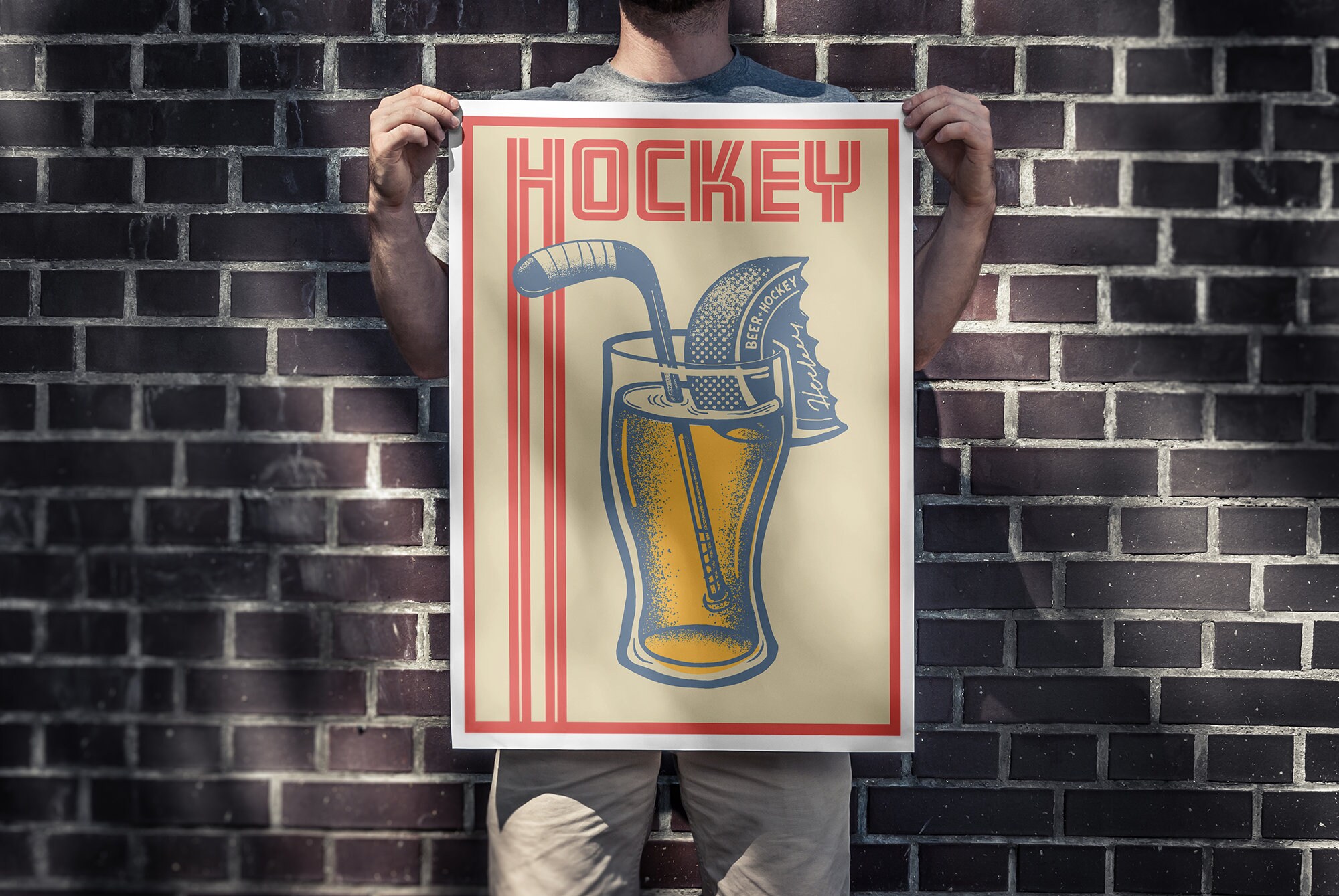 Vintage Hockey Poster DIGITAL Download. Hockey Vector, Beer Hockey - Etsy