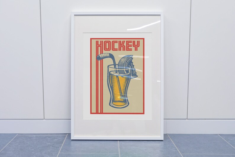 Vintage Hockey Poster DIGITAL Download. Hockey Vector, Beer Hockey - Etsy
