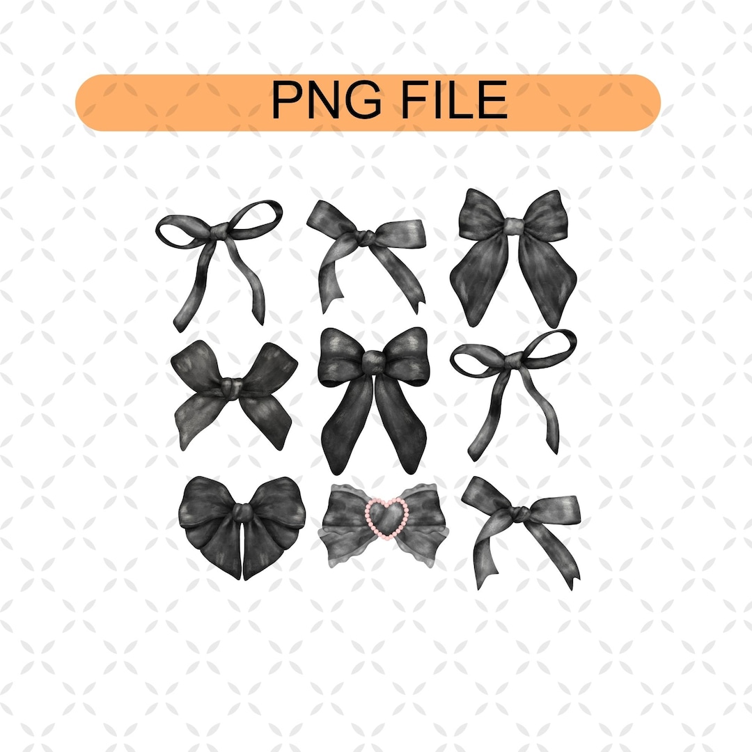 Coquette Bow PNG, Black Coquette Bows PNG, Coquette Shirt DIY, Coquette ...