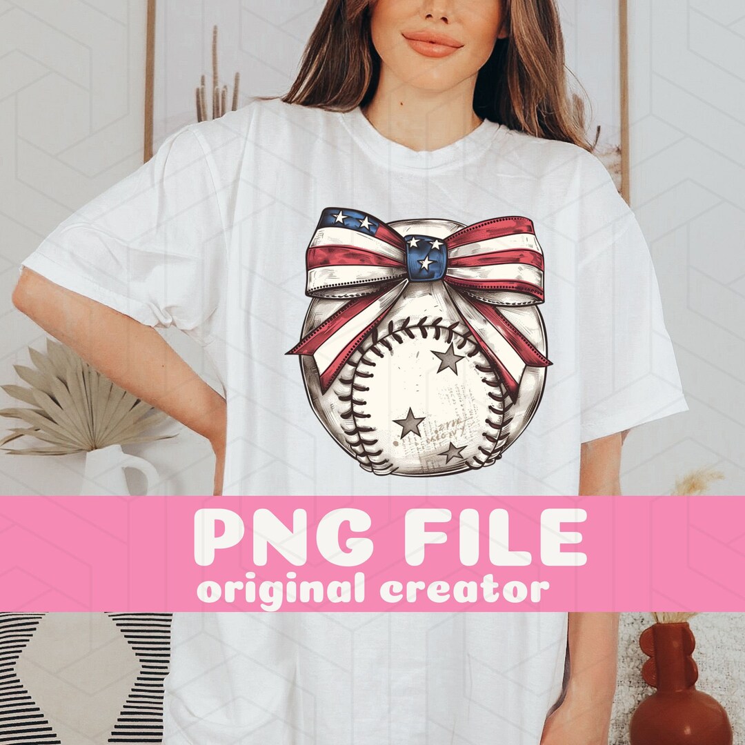 Coquette Baseball Bow PNG Coquette Aesthetic Png 4th of July Coquette ...