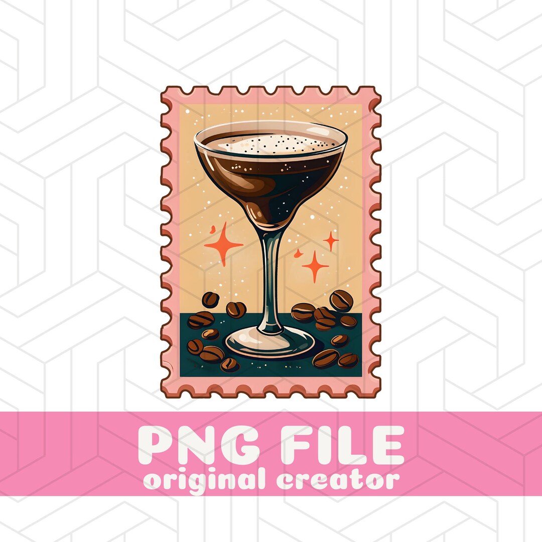Espresso Martini PNG Retro Cocktail Clipart Coffee Drink Digital ...