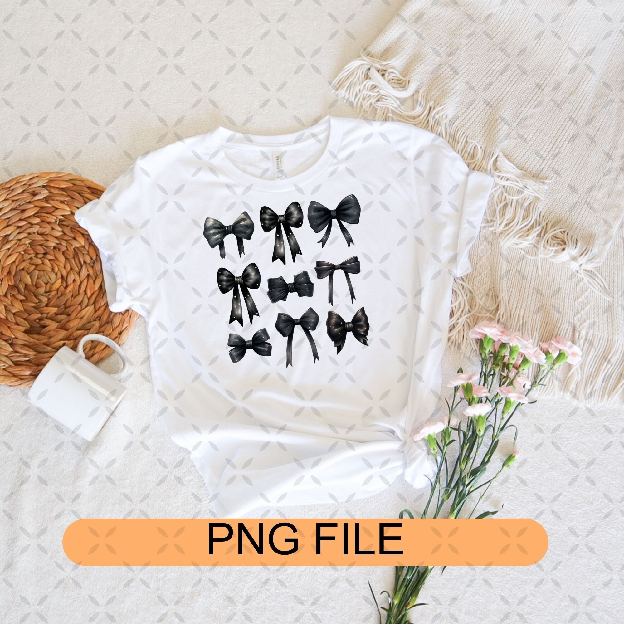 Coquette Bow PNG, Black Coquette Bows PNG, Coquette Shirt DIY, Coquette ...