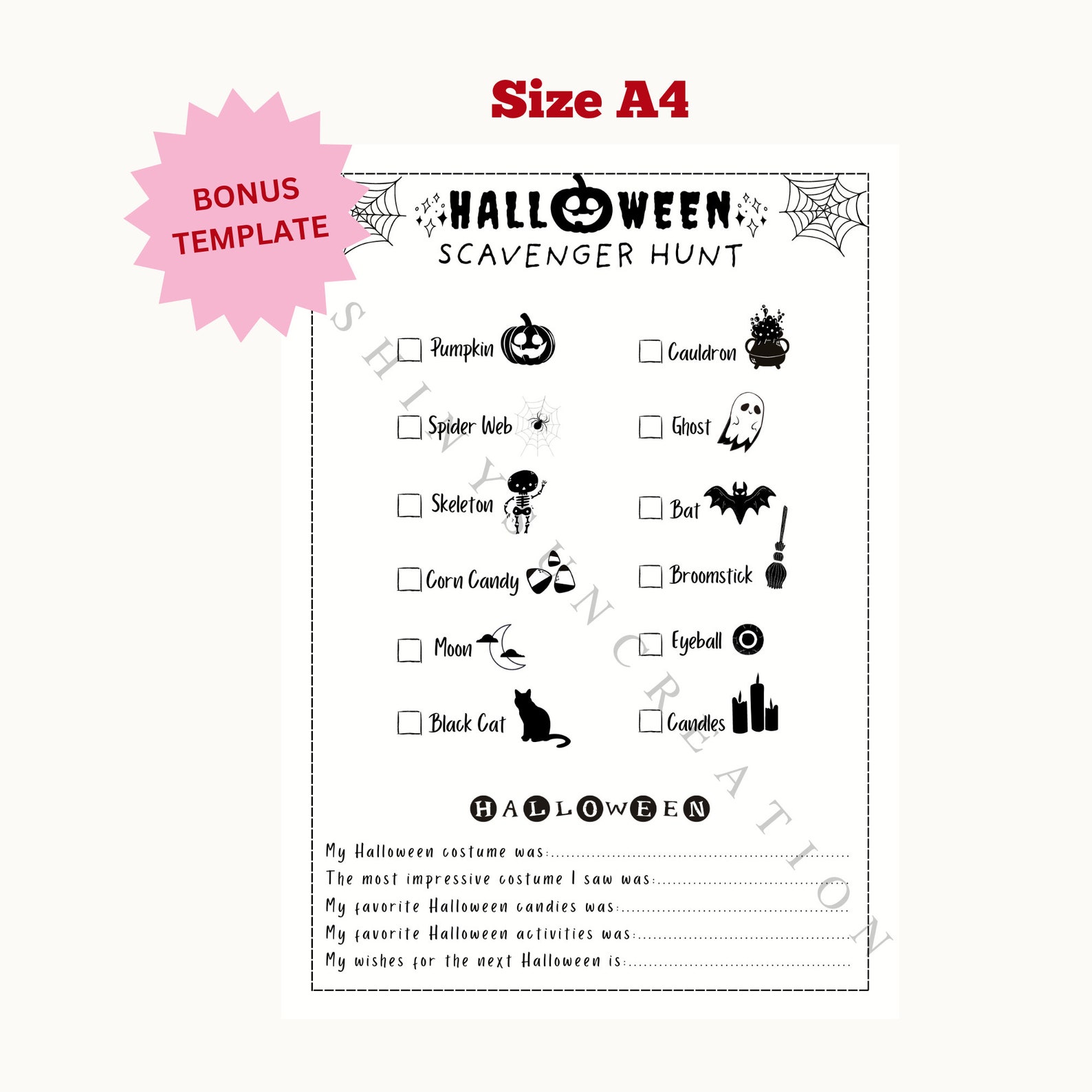 Halloween Scavenger Hunt Printable for Kid Halloween Kids Party Game ...