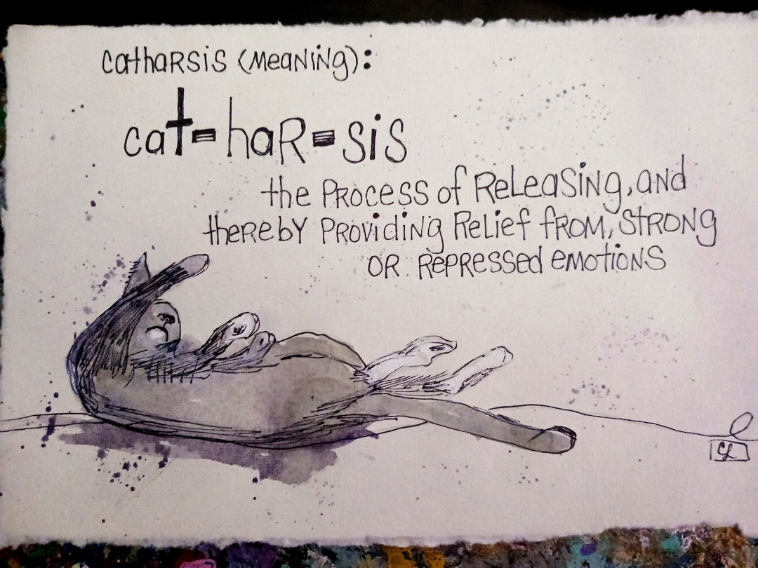 Watercolor & Ink Drawing: Catharsis Meaning, Handmade Paper - Etsy