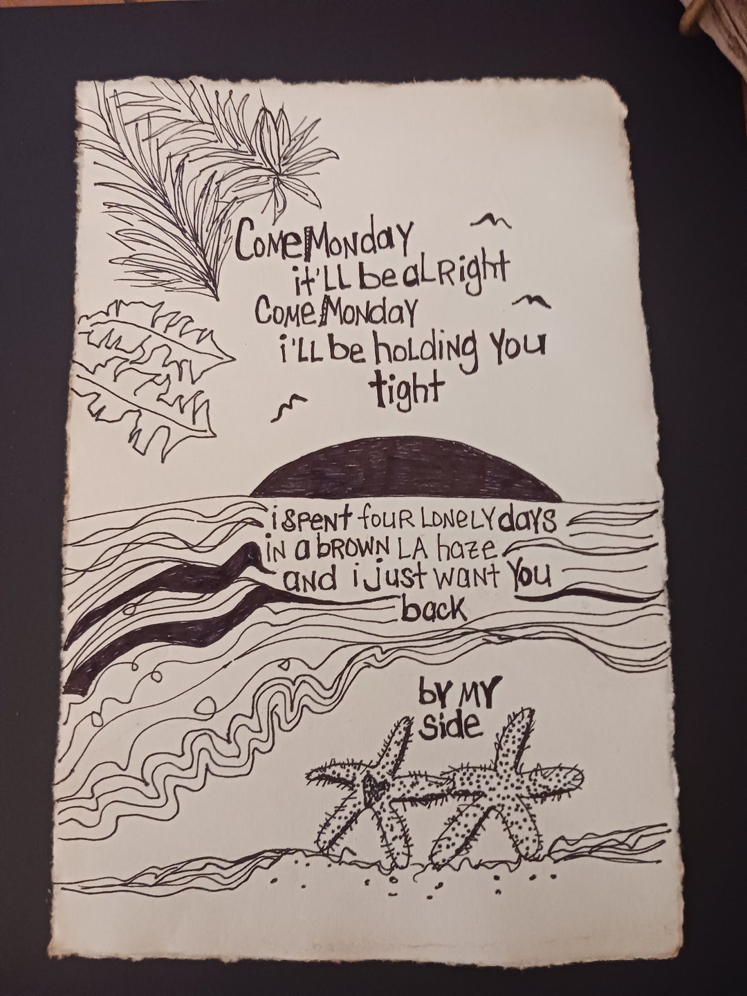 Jimmy Buffett Song Lyrics Wall Art Original Pen Drawing on Textured ...