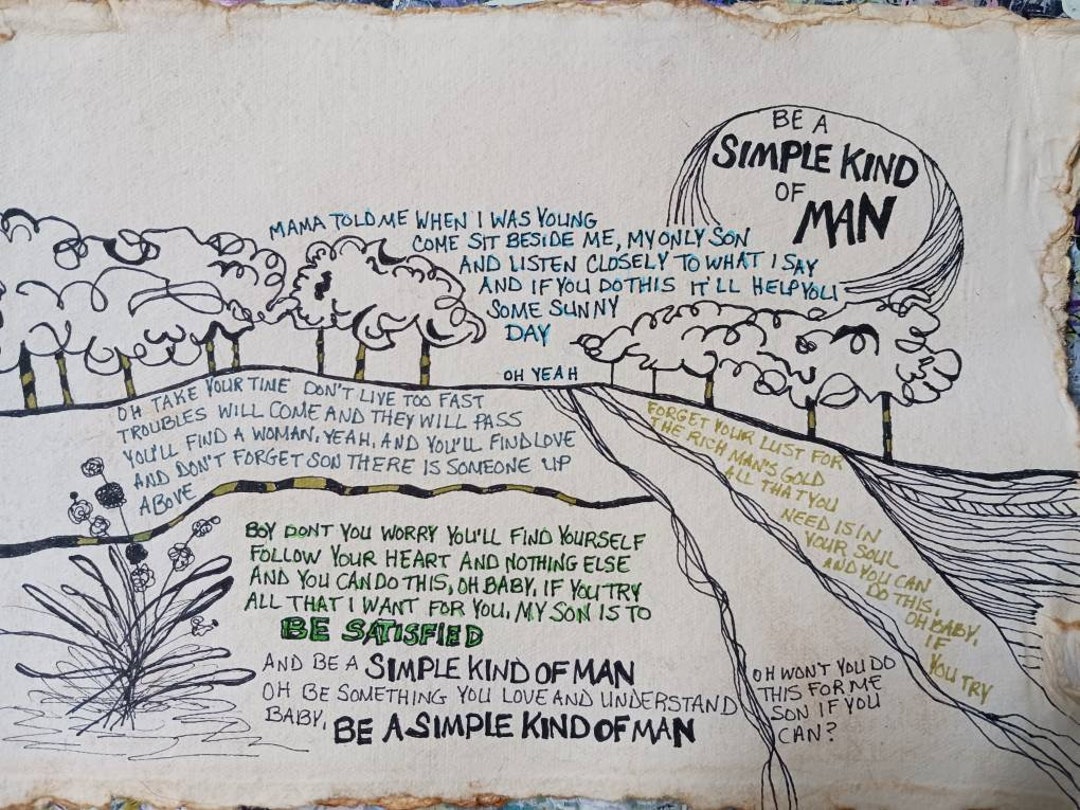 Song Lyrics Wall Art Original Pen Drawing on Textured Handmade Paper ...