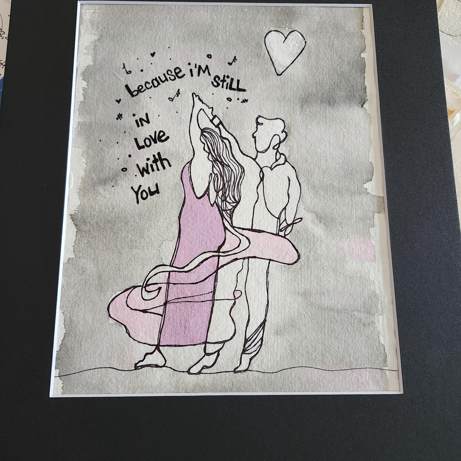 Song Lyrics Wall Art Original Pen Drawing on Textured Handmade Paper ...