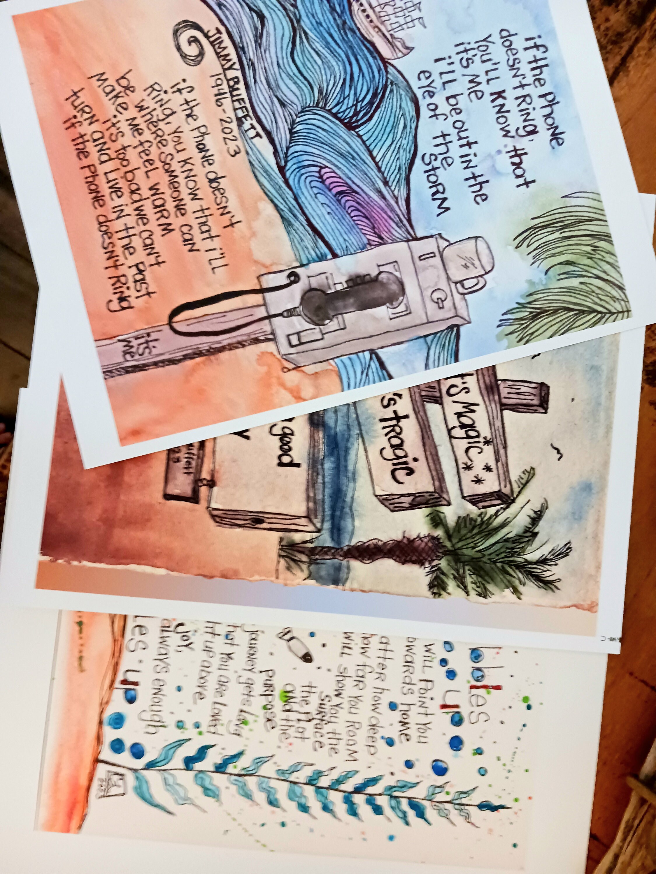 Jimmy Buffett Set of Three PRINTS Bundle of Original Watercolor ...