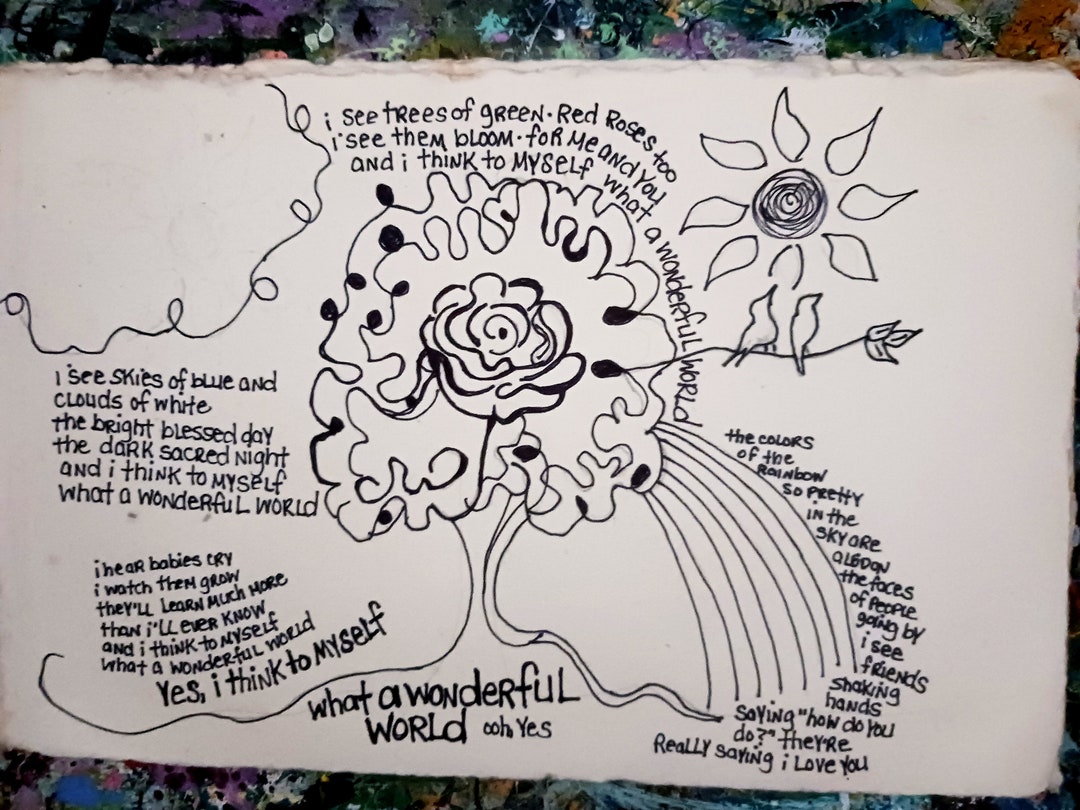 Song Lyrics Wall Art Original Pen Drawing on Textured Handmade Paper ...