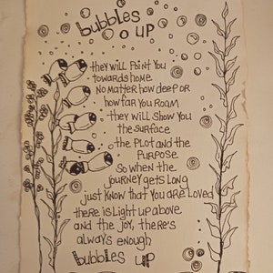 Bubbles up Jimmy Buffett Song Lyric Wall Art ORIGINAL Drawing on ...