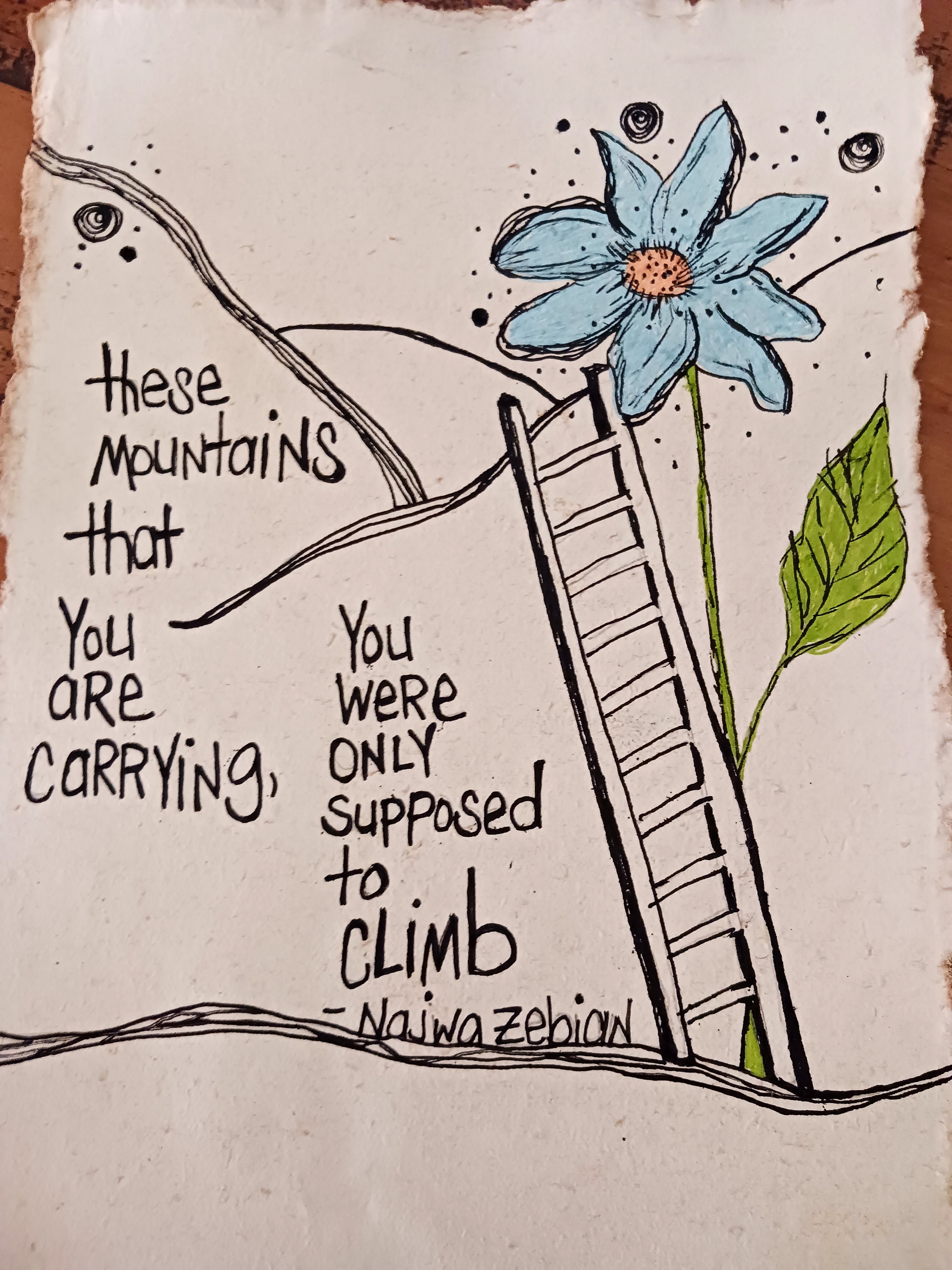 Inspirational Quote Art: Ink Drawing on Handmade Paper (11x14 With Mat ...