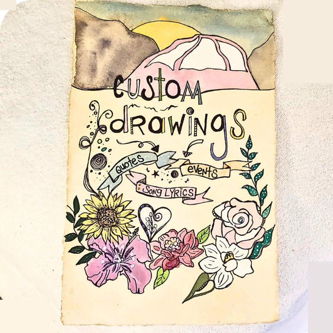 Custom Drawing Listing on Handmade Textured Paper-custom Quote or Lyric ...
