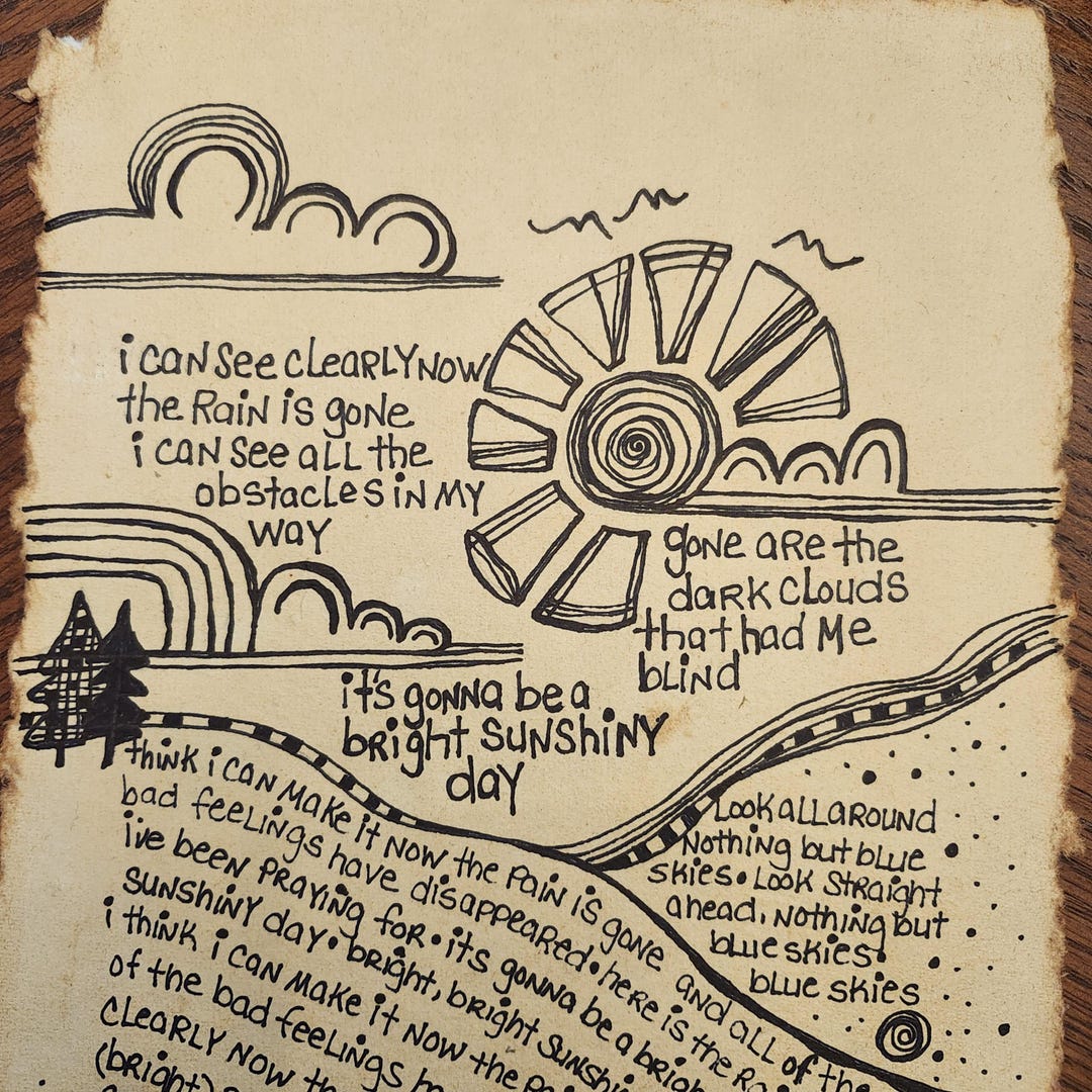 Song Lyrics Wall Art Original Pen Drawing on Textured Handmade Paper, I ...