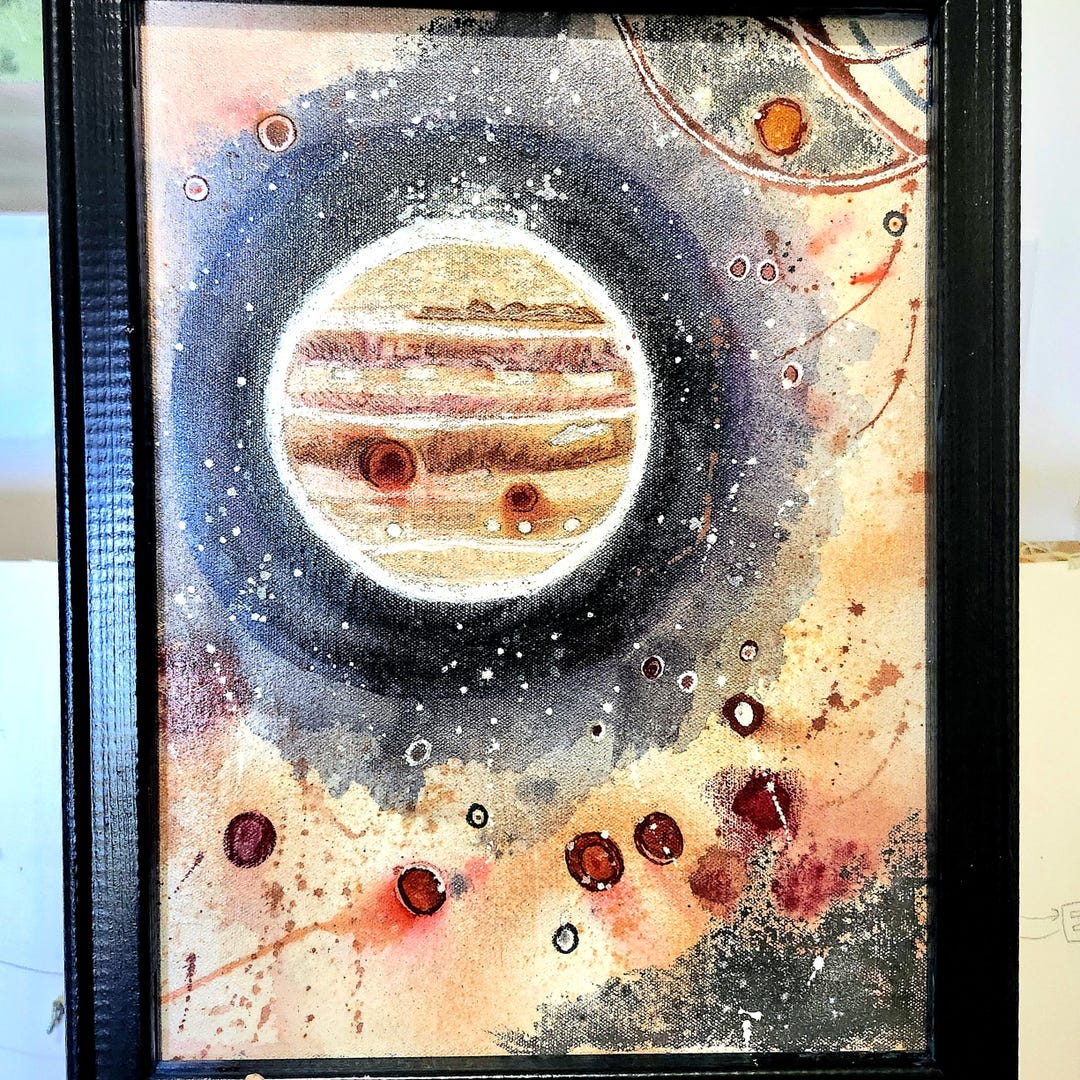 Jupiter Retrograde Painting: Abstract Mixed Media Framed Canvas Art ...
