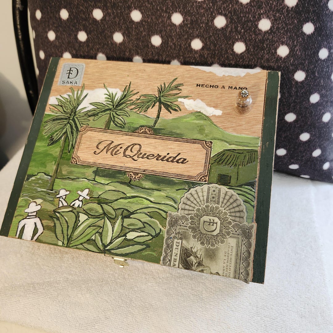 Decorative Hand Painted Storage Box, Tobacco Field Design, Zero Waste ...