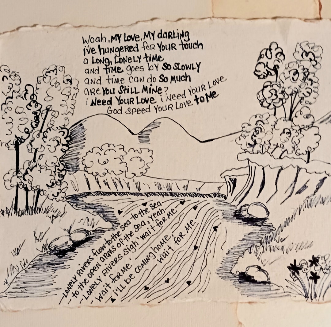 NOT a Print Unchained Melody Righteous Brothers Song Lyrics Art Drawing ...