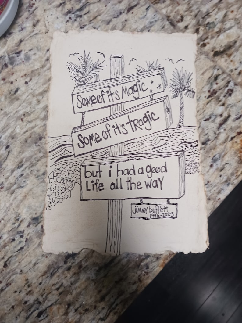 Jimmy Buffett Song, He Went to Paris, Pen and Ink ORIGINAL Drawing on ...