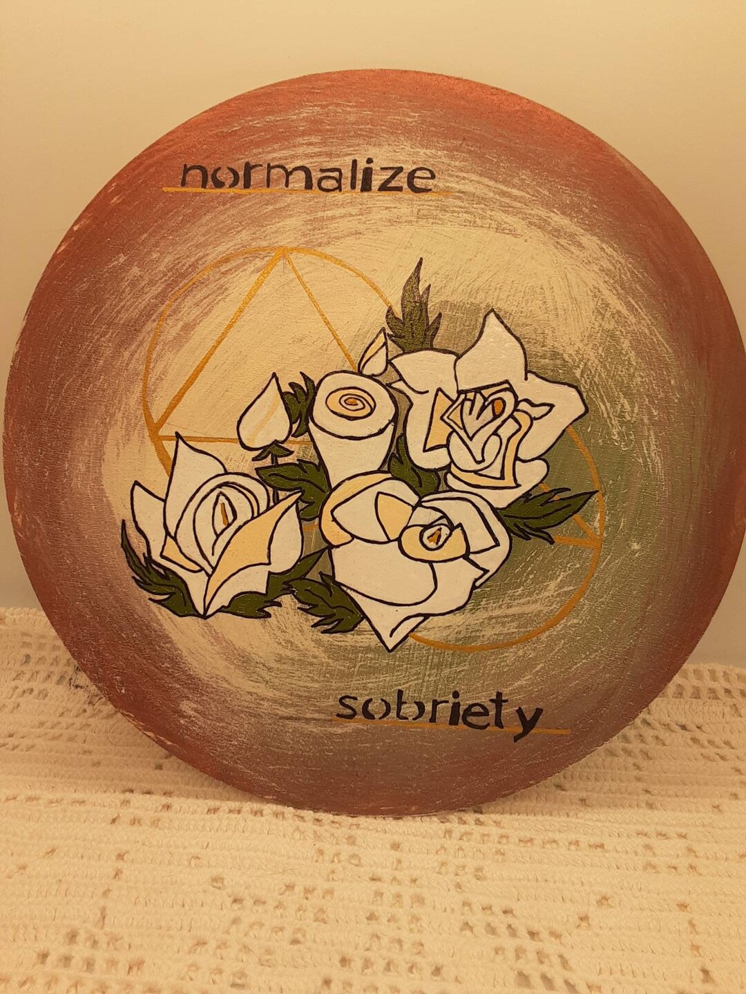 Normalize Sobriety Art: Hand-painted Wood Sign With Roses - Etsy