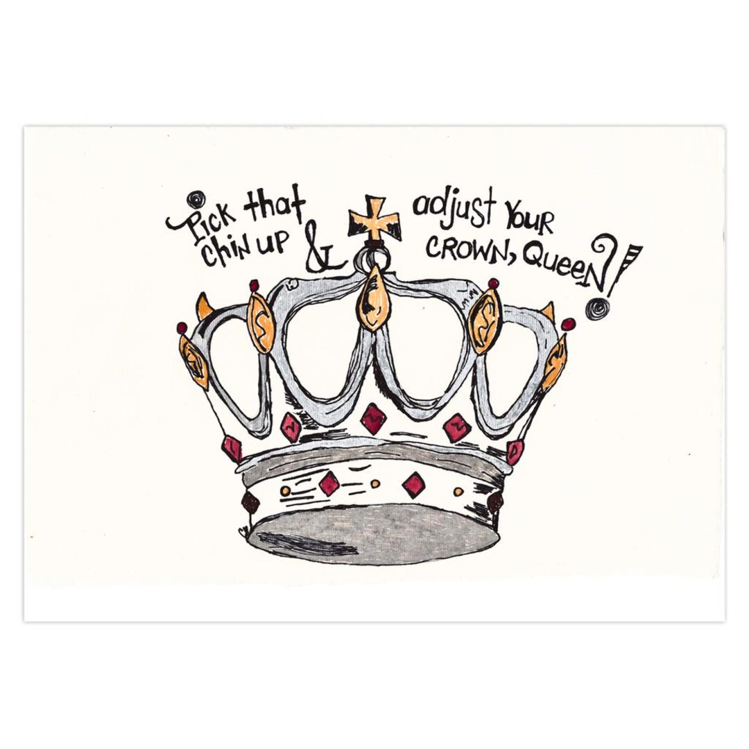 Adjust Your Crown Queen Greeting Card: Empowerment Art Gift - Etsy