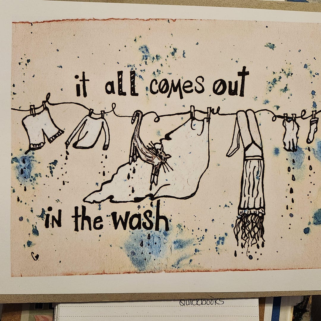 Laundry Room Art Print: Watercolor Clothesline Design (8x10) - Etsy