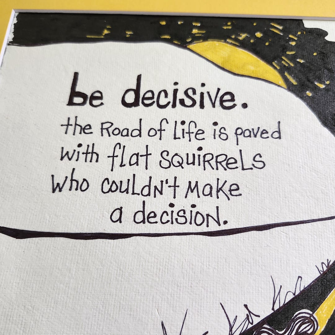 Be Decisive Quote Typography Wall Art on Handmade Deckled Edge Paper ...