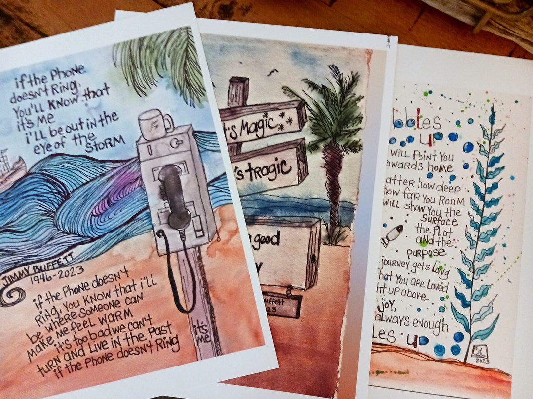 Jimmy Buffett Set of Three PRINTS Bundle of Original Watercolor ...