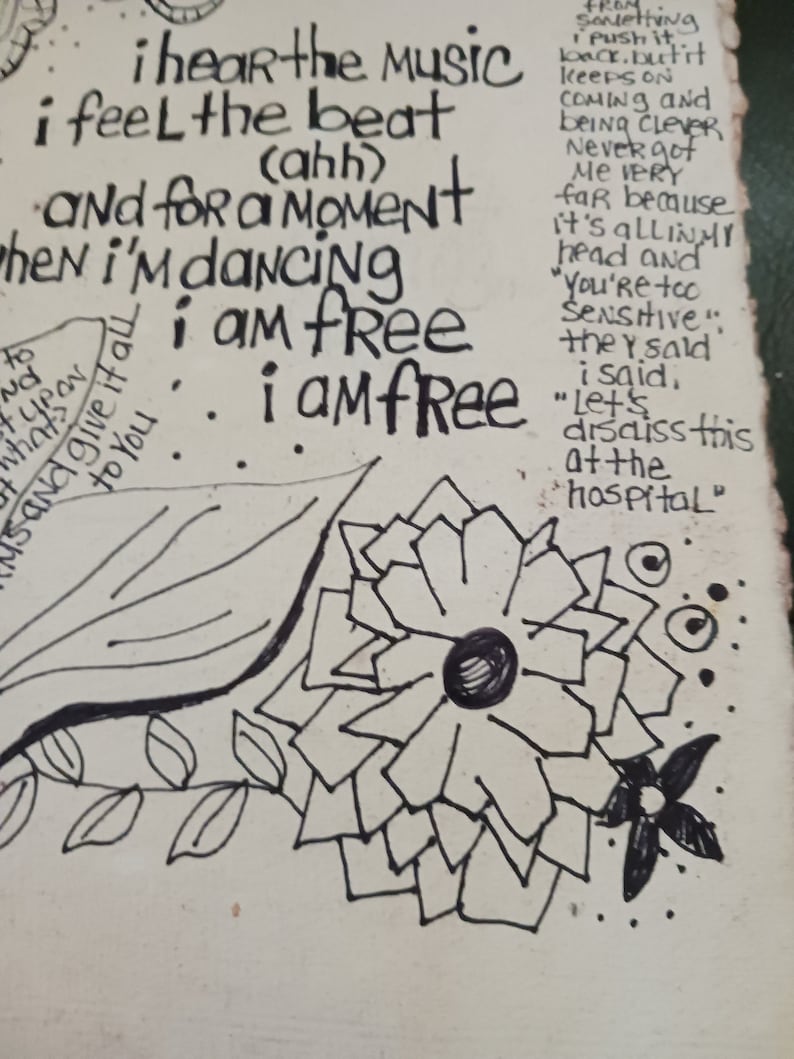 Song Lyrics Wall Art Original Pen Drawing on Textured Handmade Paper ...