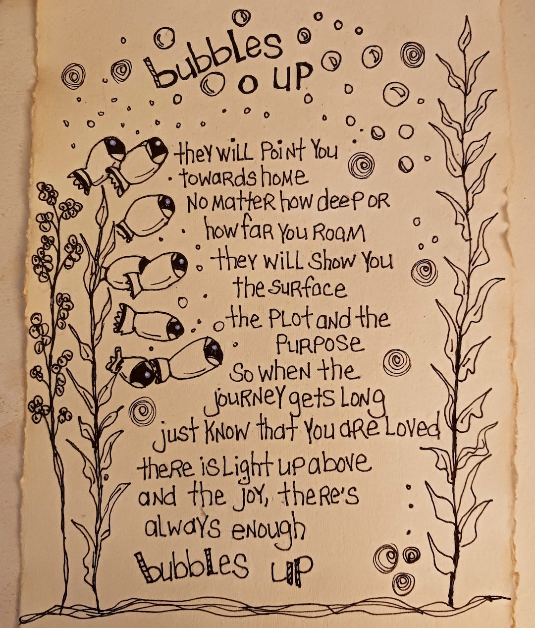 Bubbles up Jimmy Buffett Song Lyric Wall Art ORIGINAL Drawing on Handmade Textured Paper, Music ...