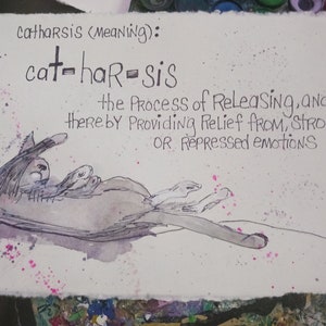 Watercolor & Ink Drawing: Catharsis Meaning, Handmade Paper - Etsy