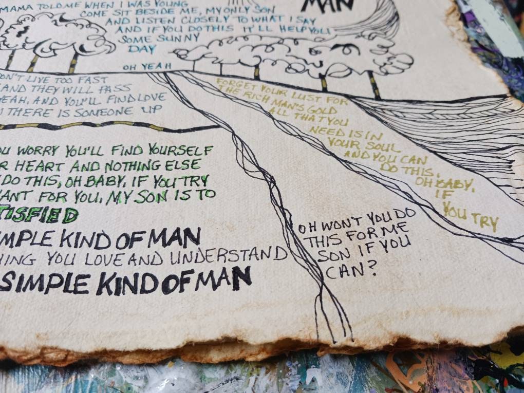 Song Lyrics Wall Art Original Pen Drawing on Textured Handmade Paper ...