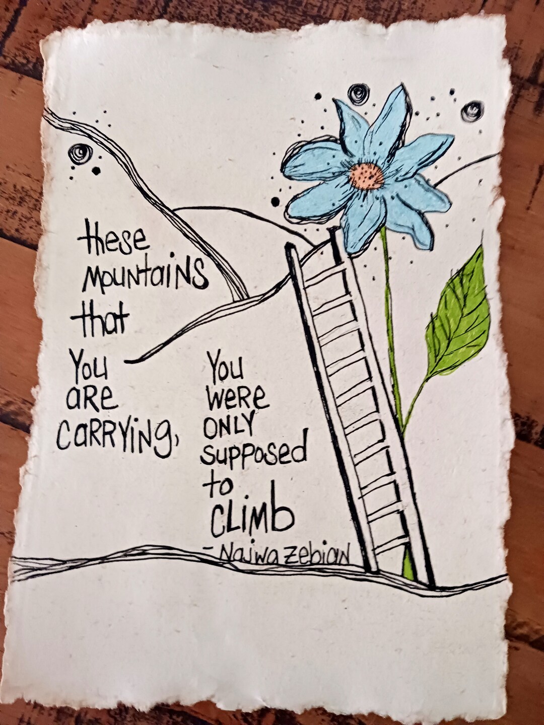 Inspirational Quote Art: Ink Drawing on Handmade Paper (11x14 With Mat ...