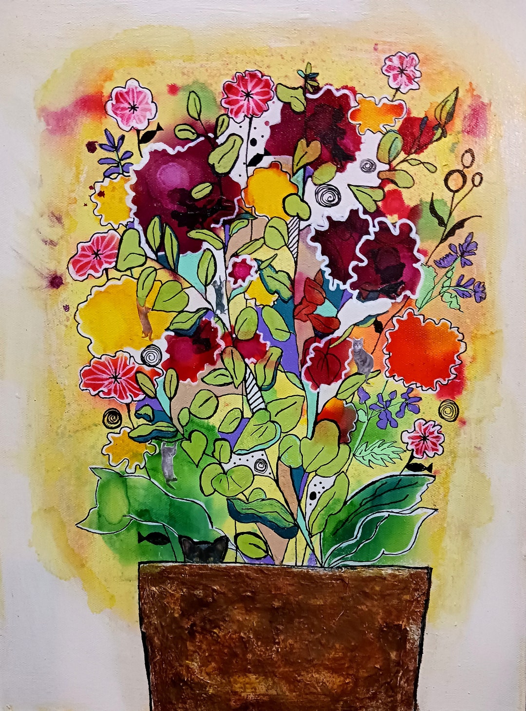 Calamity Cats Art Print: Abstract Floral Collage (8x10) - Etsy