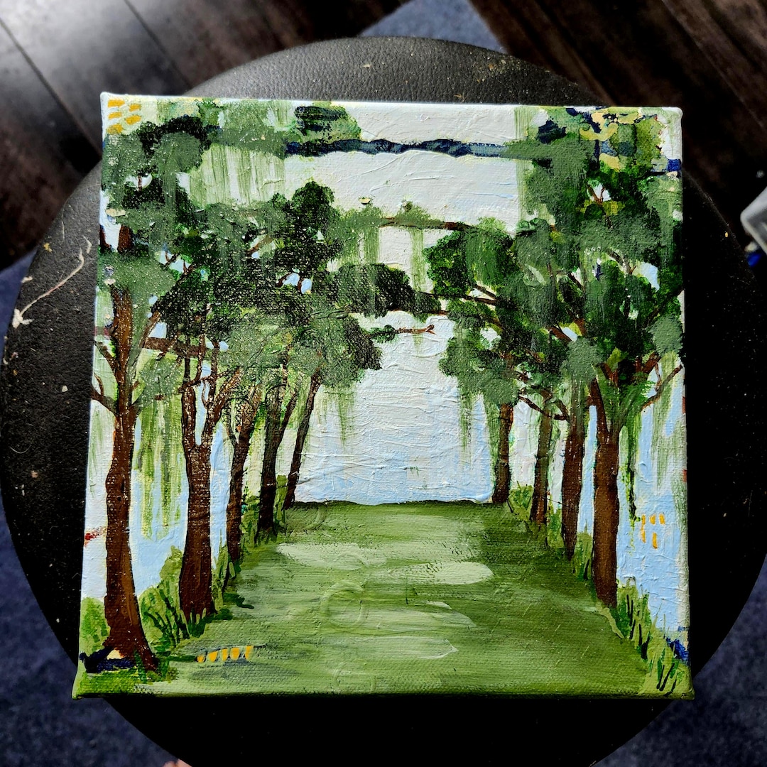 Original Mixed Media Painting Wall Art 8x8 Landscape Art,south Carolina ...