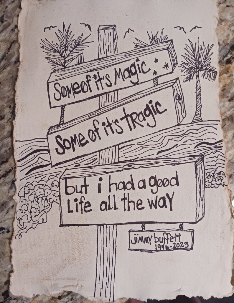 Jimmy Buffett Song, He Went to Paris, Pen and Ink ORIGINAL Drawing on ...