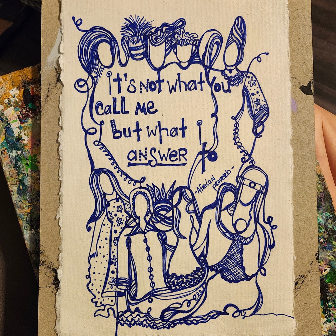 Original African Proverb Ink Drawing on Handmade Paper (11x14 With Mat ...
