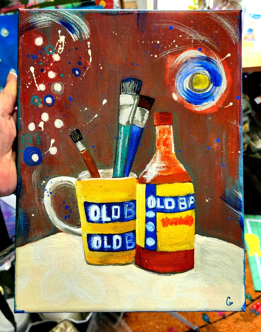 Mixed Media Original Still Life Painting on Stretched Canvas (9×12 ...