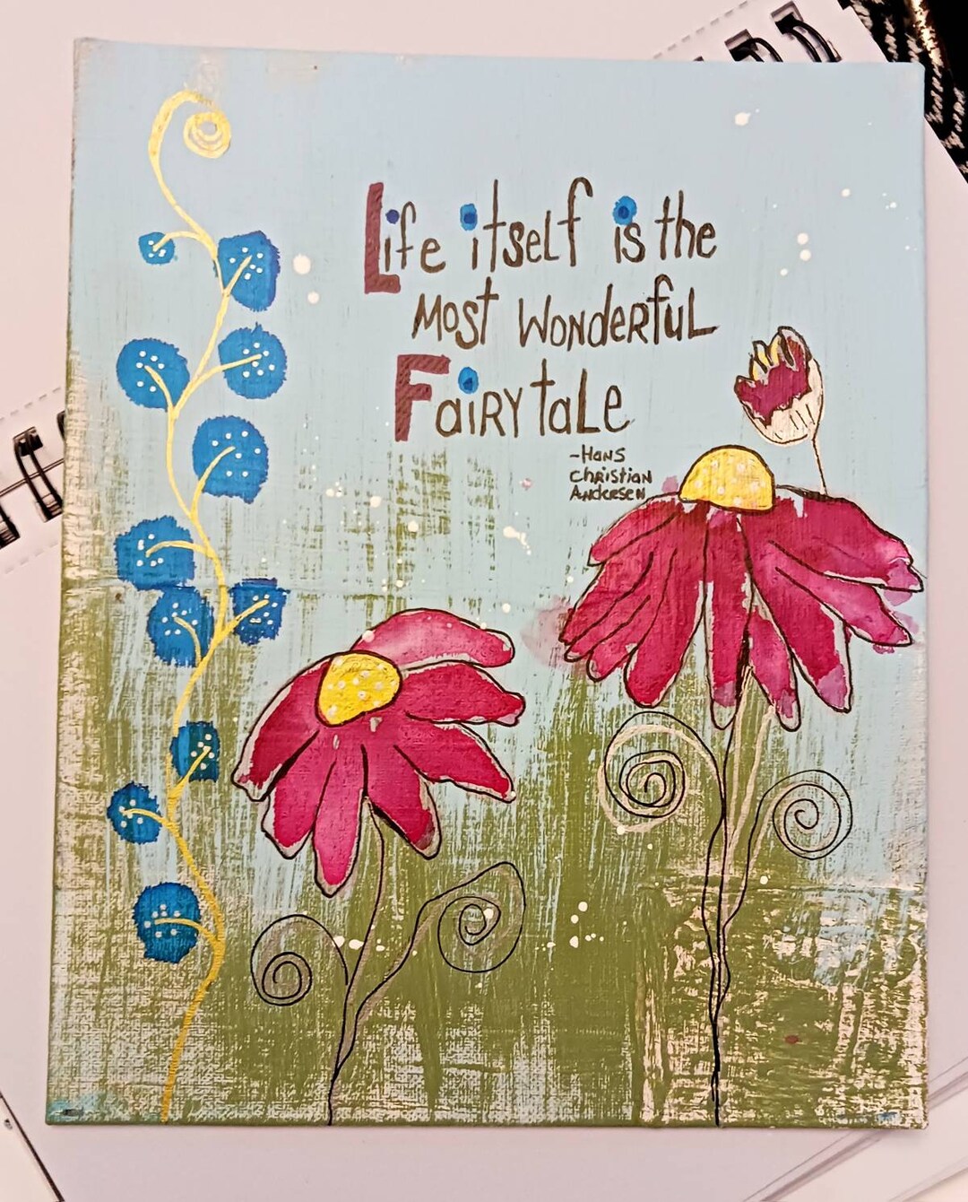 Alcohol Ink Acrylic Mixed Media Hans Christian Anderson Quote Original ...