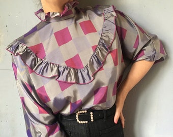 80s Ruffle Shirt - Etsy
