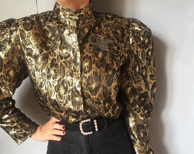 Vintage Edwardian Victorian Brocade Metallic Party Shirt, Evening Glam ...