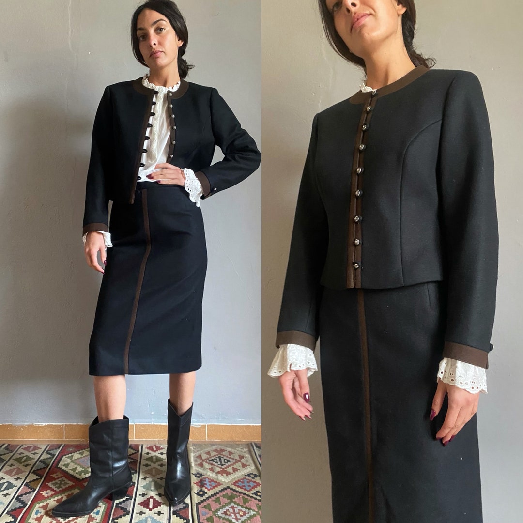 Vintage Pure Wool Victorian Suit 2 Piece Short Jacket Skirt Folk ...