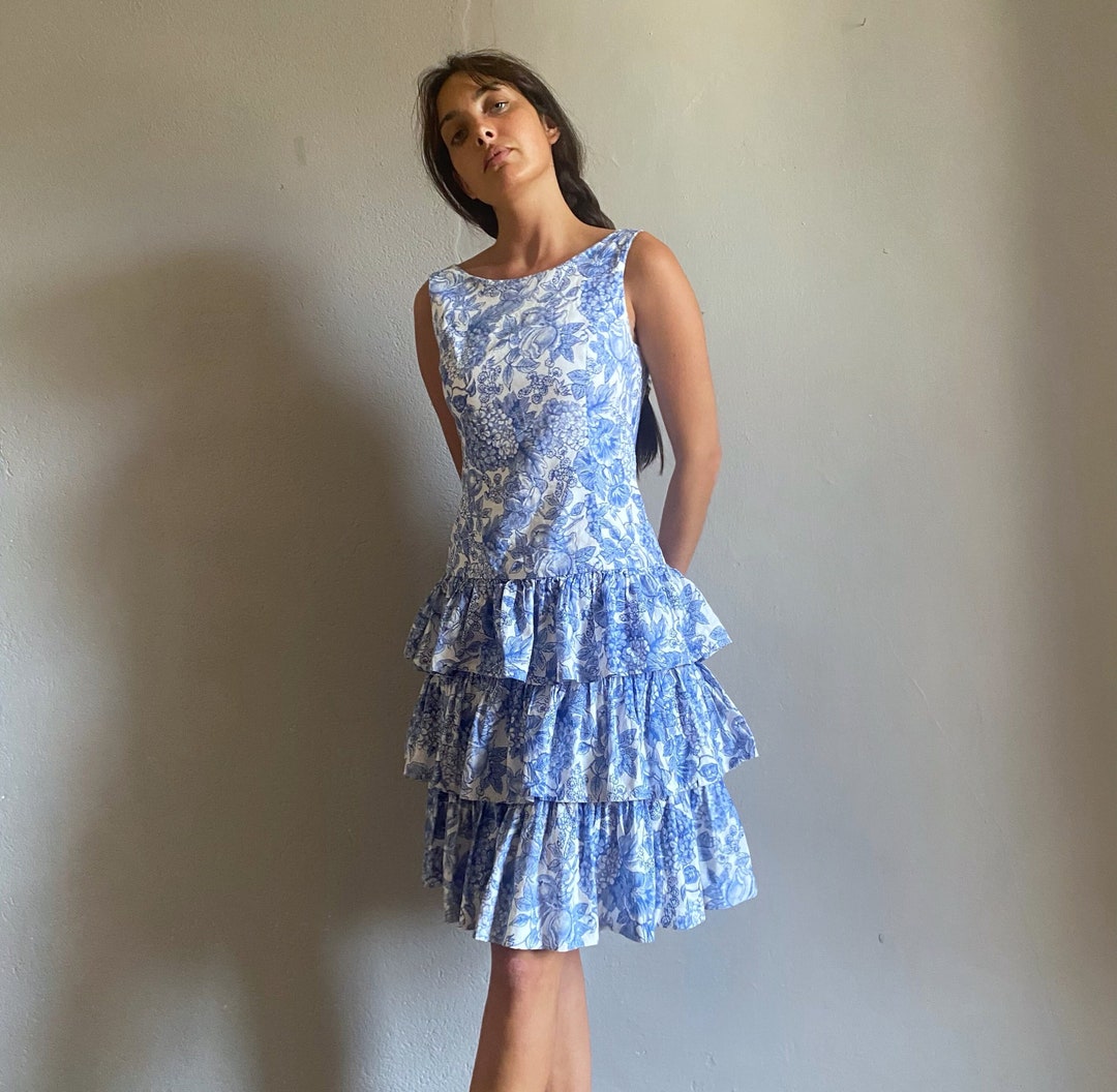Laura Ashley Vintage 80s Folk Romantic Flare Summer Dress, Cross Back ...