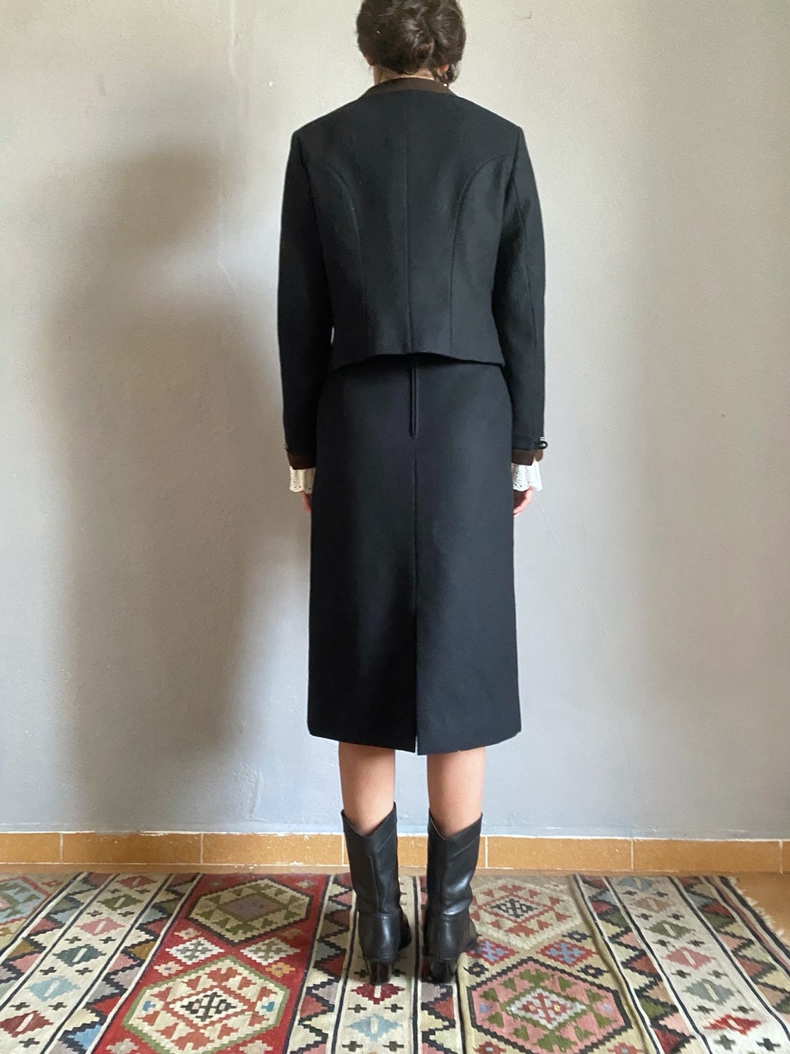 Vintage Pure Wool Victorian Suit 2 Piece Short Jacket Skirt Folk ...