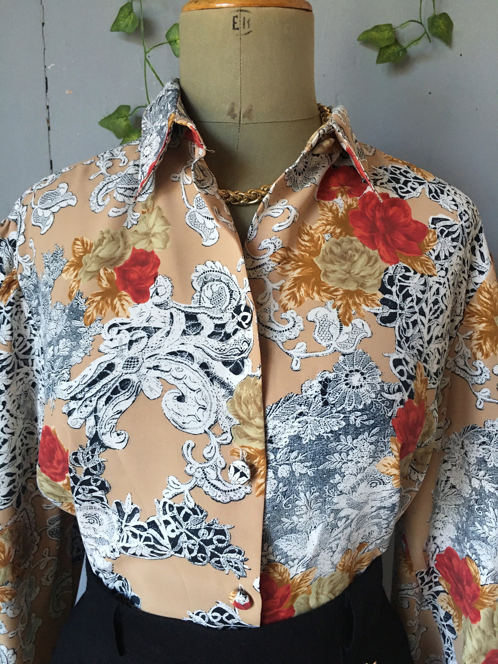 Vintage Bohemian Baroque Romantic Plus Size Shirt, Feminine Retro ...