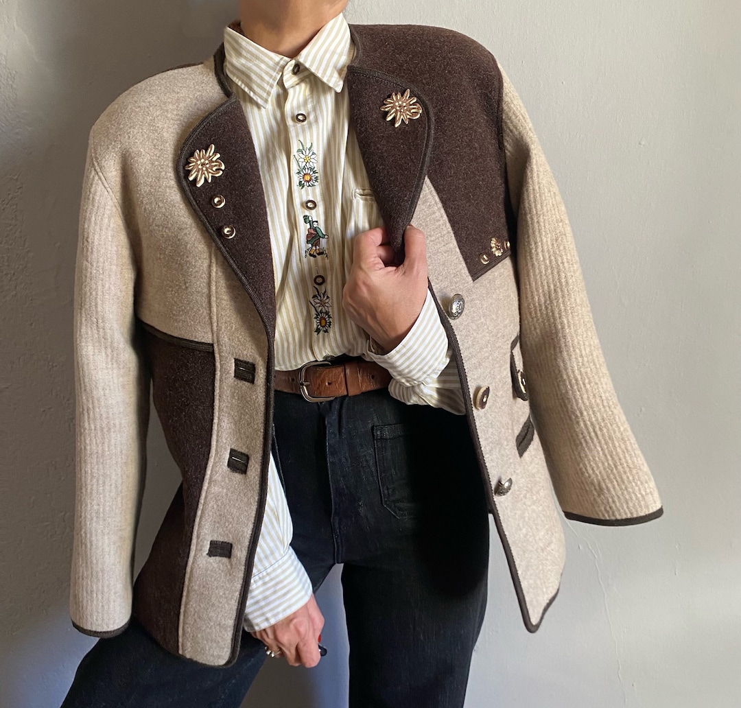 Vintage Pure Wool Elegant Folk Traditional Jacket, Austrian Naturalism ...